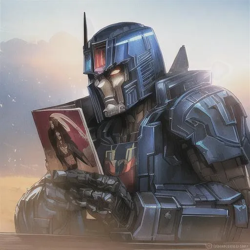 Highly detailed full-body portrait of Optimus Prime,...