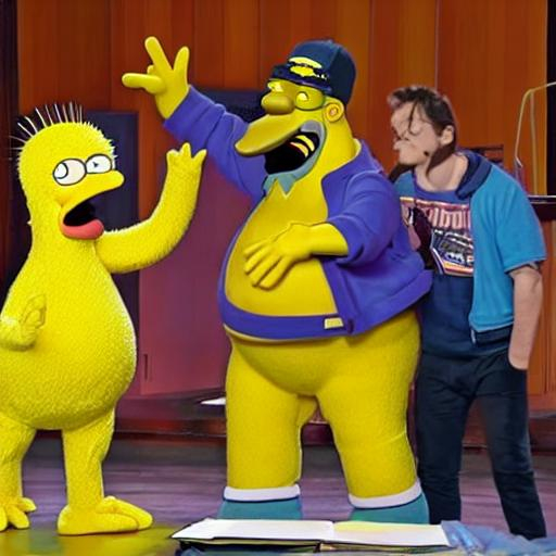 Hey siri, give me Big Bird and Homer Simpson getting...