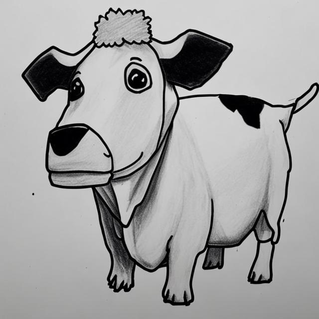 Draw a dog with the body of a cow