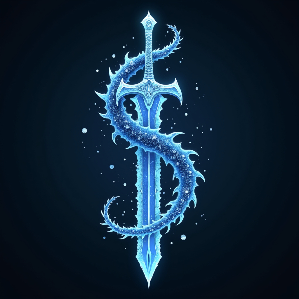 ice dragon sword logo design