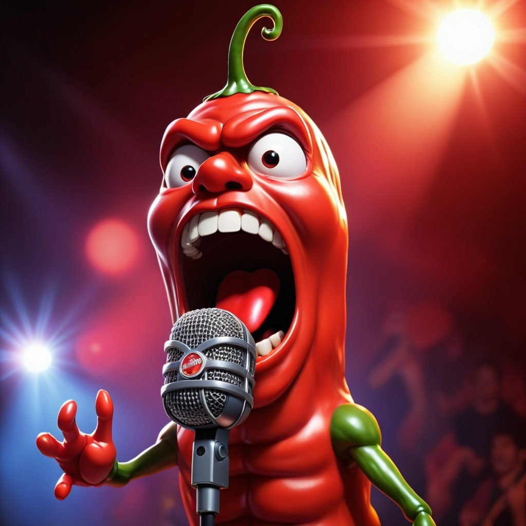 Stage background, music theme, Chili pepper singing...