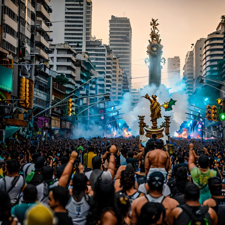 Riot in street of Rio de Janeiro, masterpiece painti...