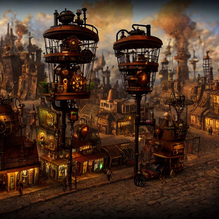steampunk airsip village 8k HDDR | OpenArt