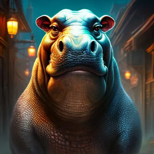 Three-quarters portrait, Giff, hippopotamus-folk, ma...