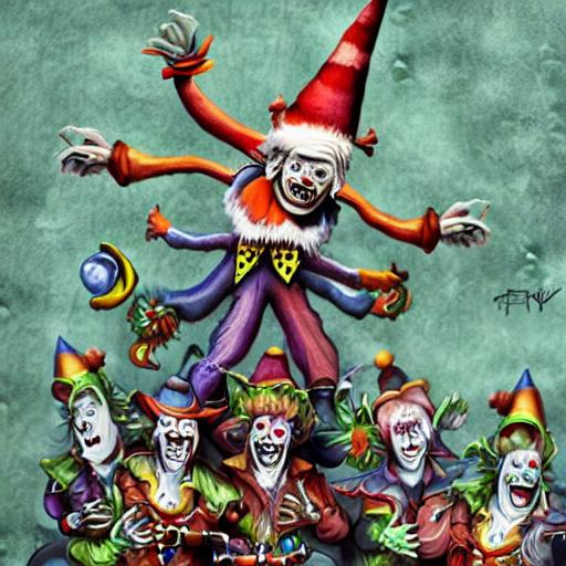 photo realism DMT machine elves, pointy hat jesters... | OpenArt