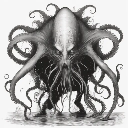 Ink line art. Lovecraftian. Eldritch fish man monste... | OpenArt