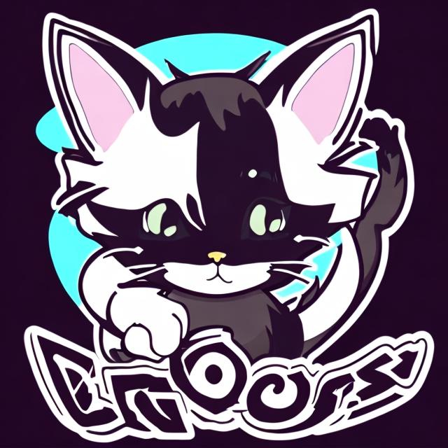 A logo of a cute dark fast anime cat on NOS nitrous