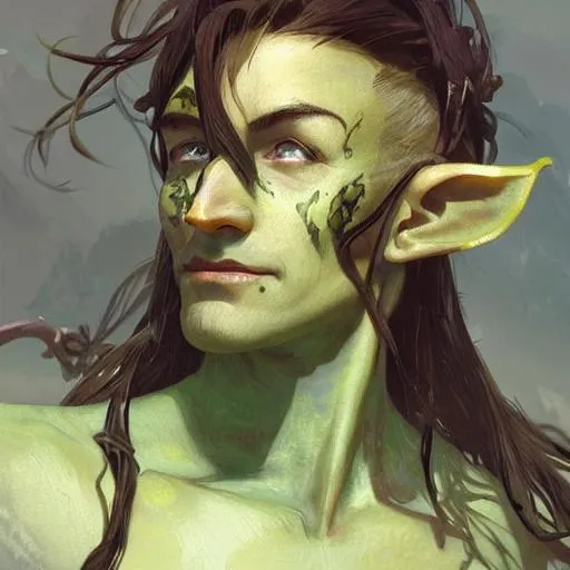 half orc female portrait, watercolor by Frank Frazet... | OpenArt