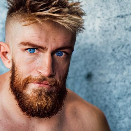 A cute man, who is buff, with short orange hair, and... | OpenArt