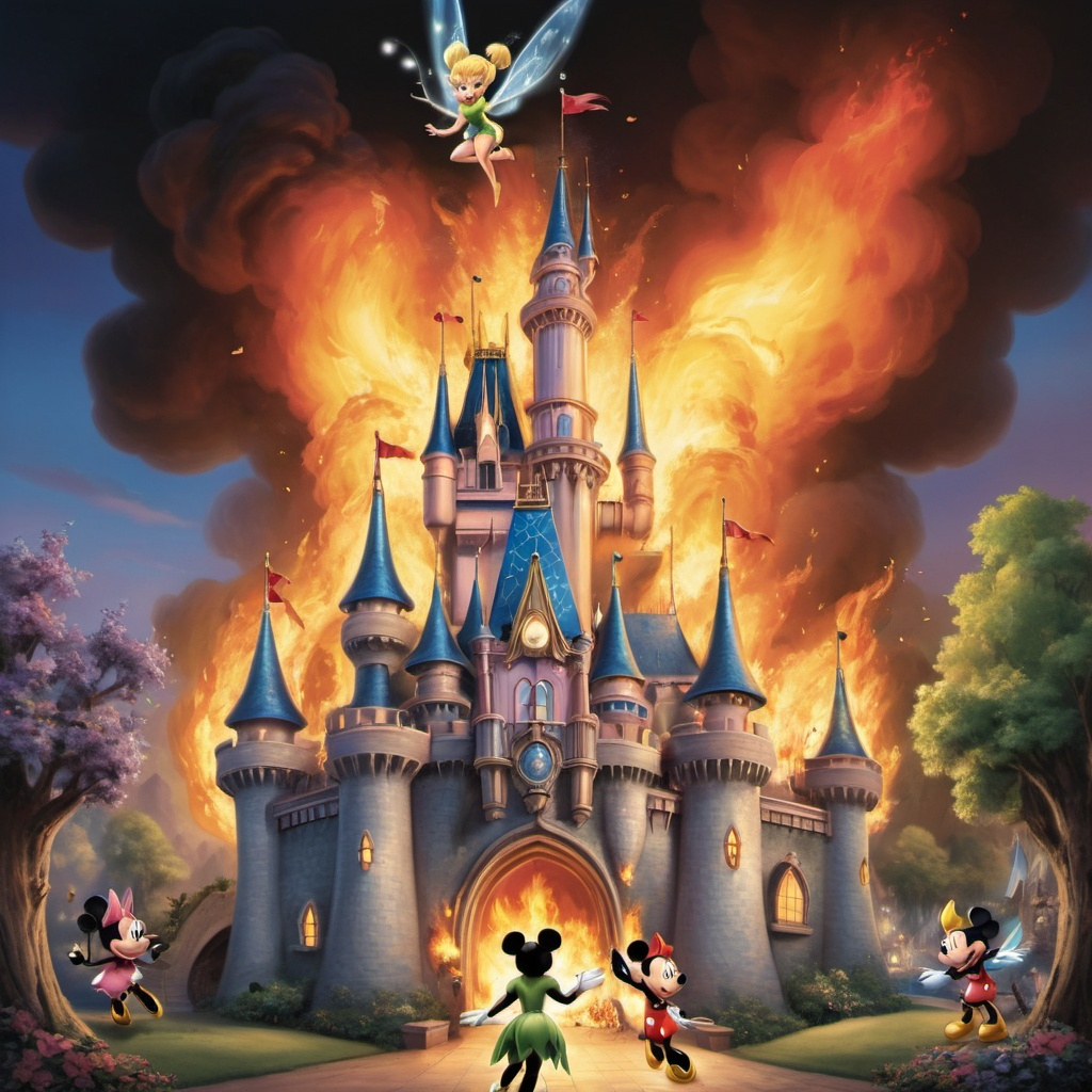 Tinkerbell sets the magic castle on fire. Mickey Mou...