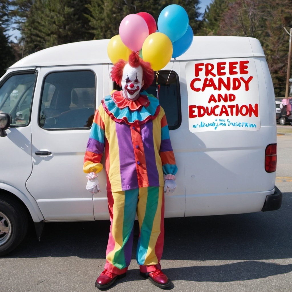 Diddles the gender exploration clown. standing in f...