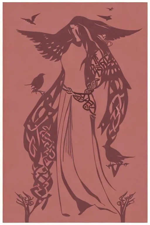 celtic pagan goddess: The Morrigan. Crows. winter tr... | OpenArt