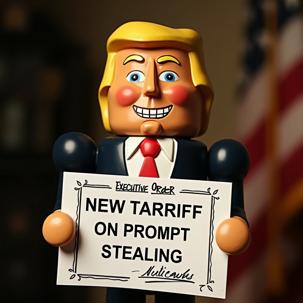 An insane Donald Trump wooden nutcracker holding up...