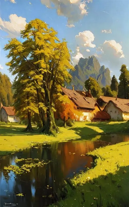 Oil painting by Peder Mork Monsted