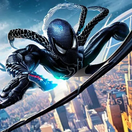 Hyper realistic high detailed venom fighting spider man | OpenArt