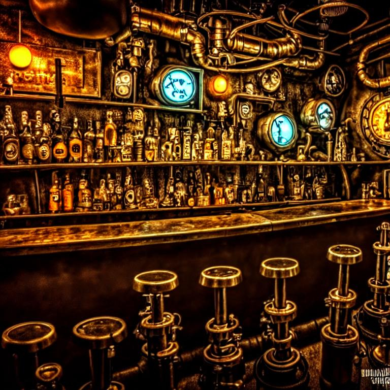 machinarium steampunk bar 8k HDR