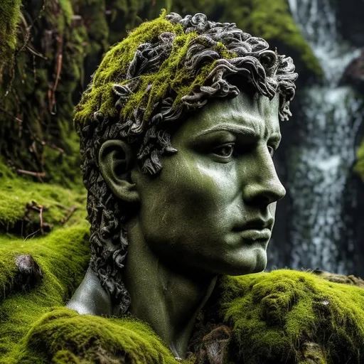 broken sculpture of David, fallen to the ground, bro...