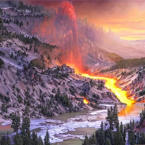 yellowstone national park, supervolcano, violent meg... | OpenArt