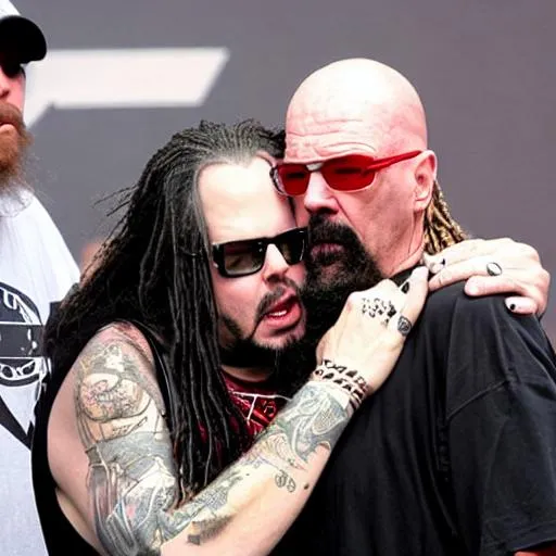 jonathan davis of korn kissing walter white as fred... | OpenArt