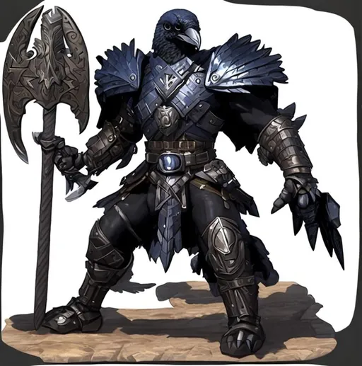 Humanoid raven, battleaxe, dnd
