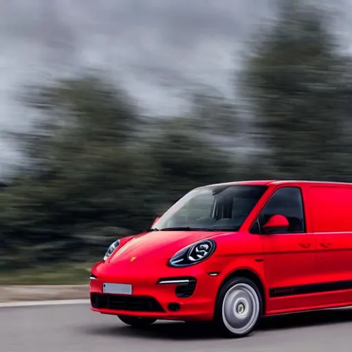 sporty new porsche van, red
