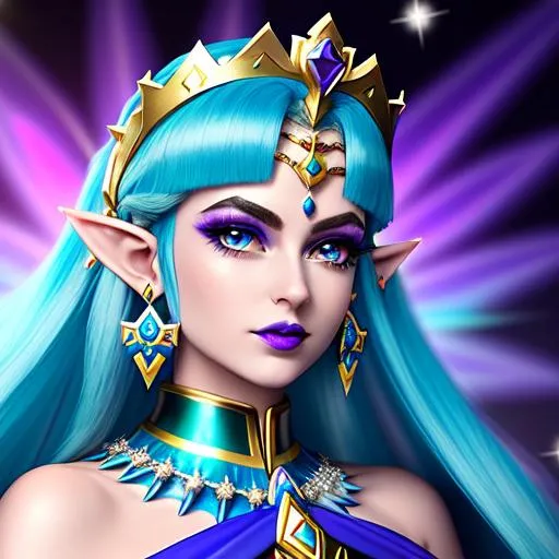 Princess Zelda with ultradetailed large shiny blue l...
