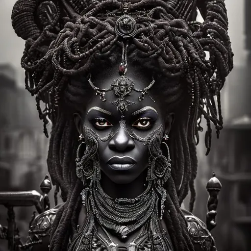 Intricately detailed beautiful voodoo goddess of new...
