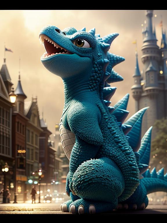 Disney Pixar, exquisite new character, cute Godzilla...