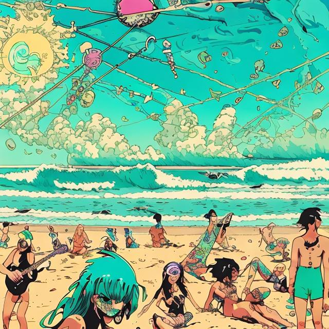 Punk Beach Anthem Azure Summer Serenade Coastal Punk... | OpenArt