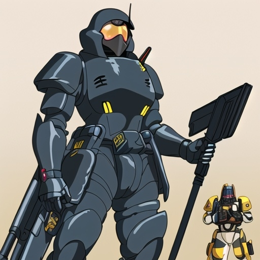 A Helldiver from Helldivers 2 in Black body armor w...