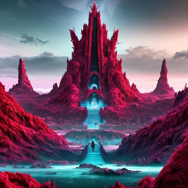 HDR background of a crystal red hell landscape with...