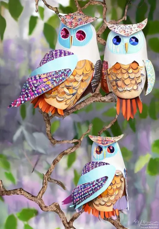 Patchwork owl by Meghan Duncanson, Jennifer Lommers,... | OpenArt