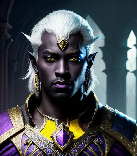 Portrait of Male Drow Noble, Dark Elf, D&D, Pathfind...