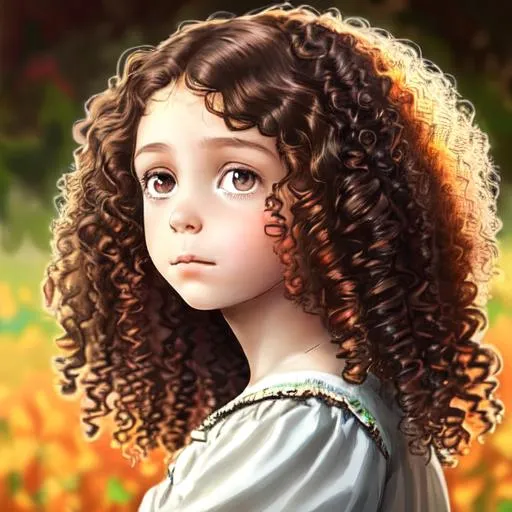 pretty native american girl, curly brown hair, looki... | OpenArt