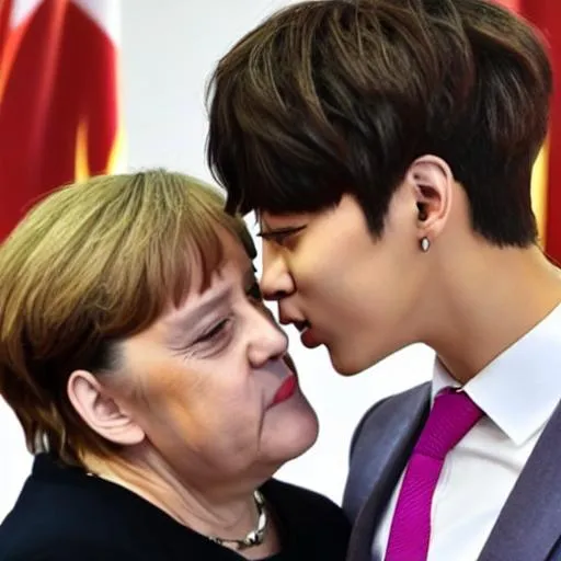 Laughing Mark Rutte and Angela Merkel eat icecream | OpenArt