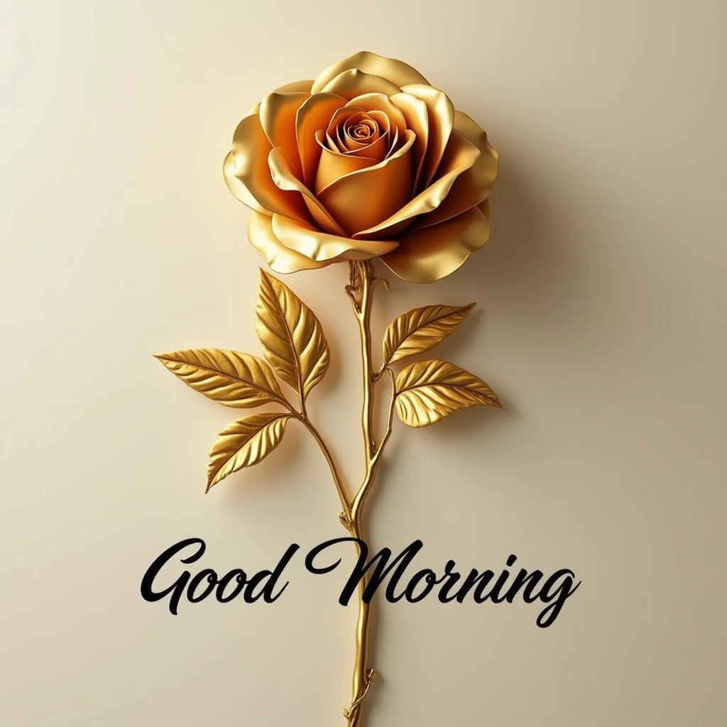A stunning golden rose, intricately crafted with det...