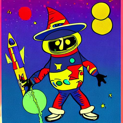 Funky evil astronaut witch in space retro cartoon | OpenArt
