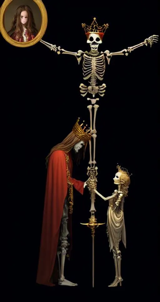 A large sculpture that consists of a human skeleton... | OpenArt
