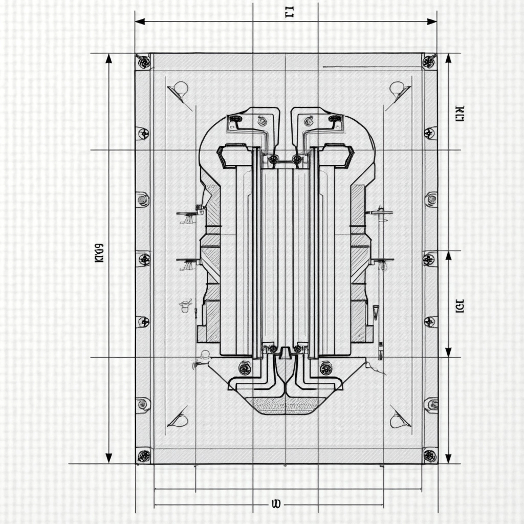 A detailed mechanical drawing for a bottle mould cavity