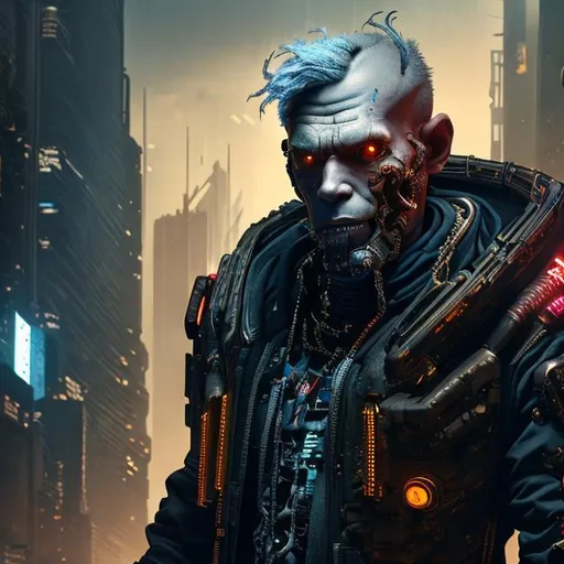 overweight obese male elf pointy ears cyberpunk merc... | OpenArt