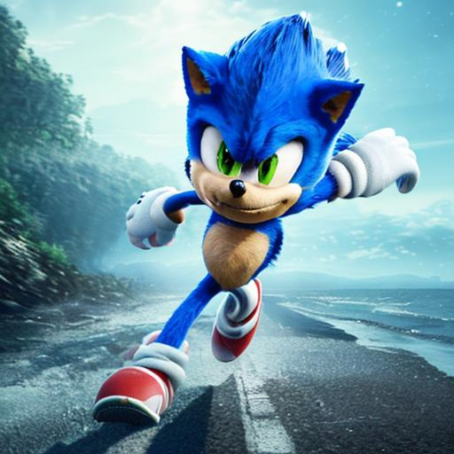 A high quality CGI Sonic The Hedgehog Running acros...