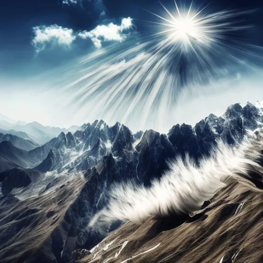 Beautiful picture of strong winds in the mountains