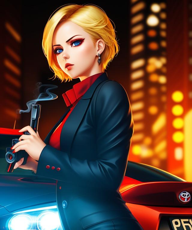 1girl, Insanely Beautiful anime girl with mafia outf...