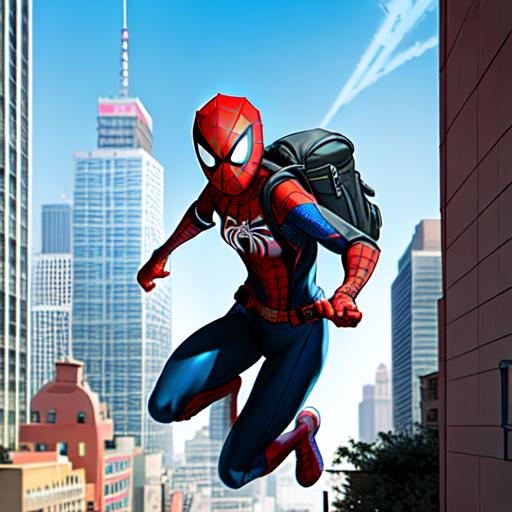 Spider-girl, in city, run on roofs, Art by Stuart Im... | OpenArt