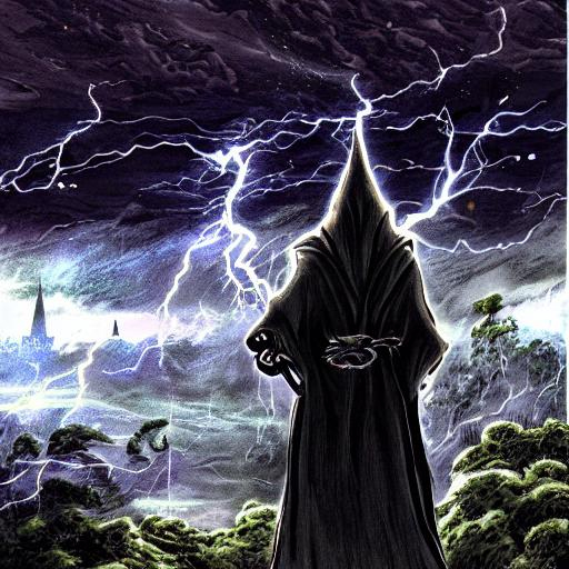 Scenic colored horror illustration of occultist wiza... | OpenArt