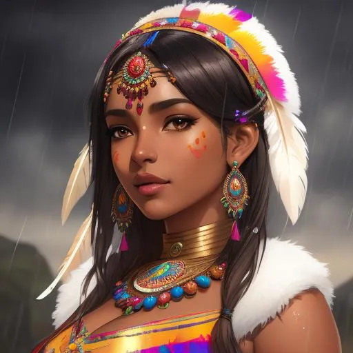 Beautiful woman inca princess, brown skin, open dres... | OpenArt