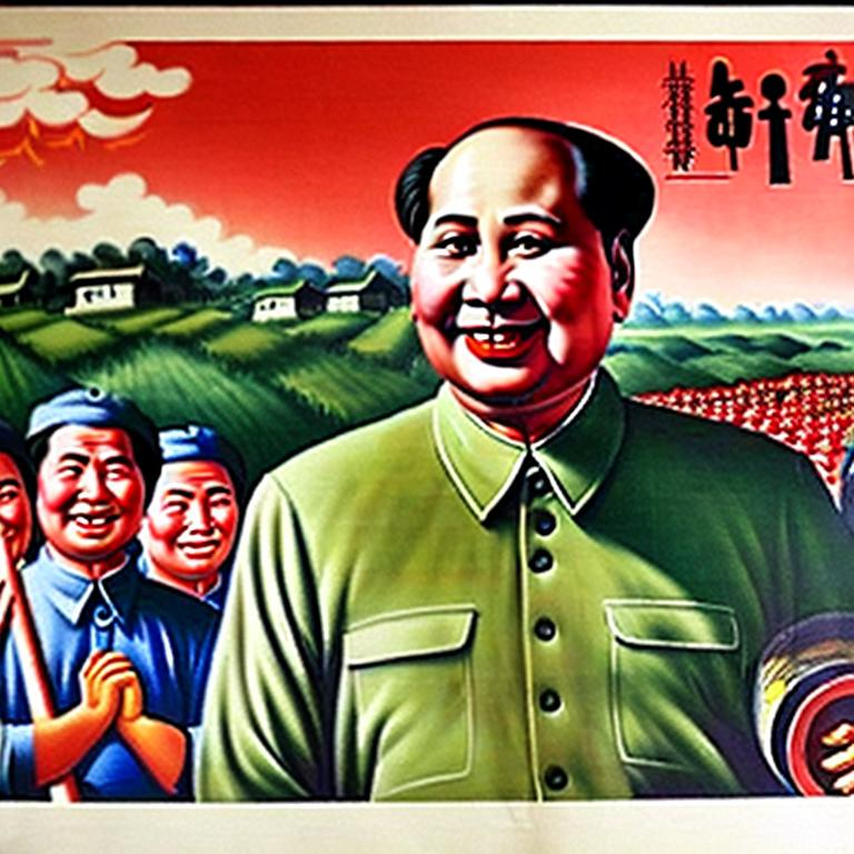 1960s Chinese propaganda poster of a smiling Mao Zed...