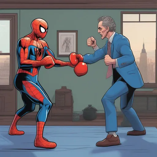 Spiderman boxing with Jordan Peterson