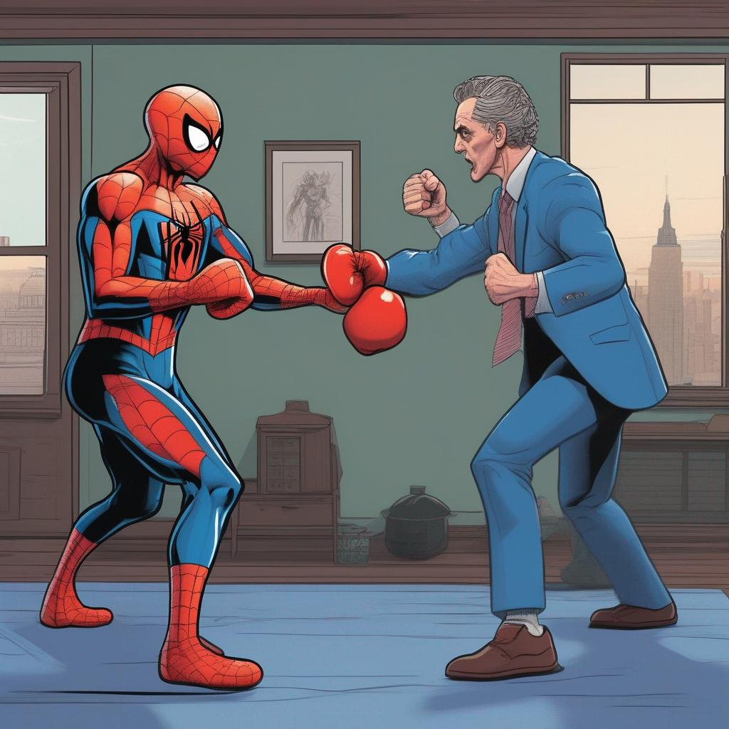 Spiderman boxing with Jordan Peterson