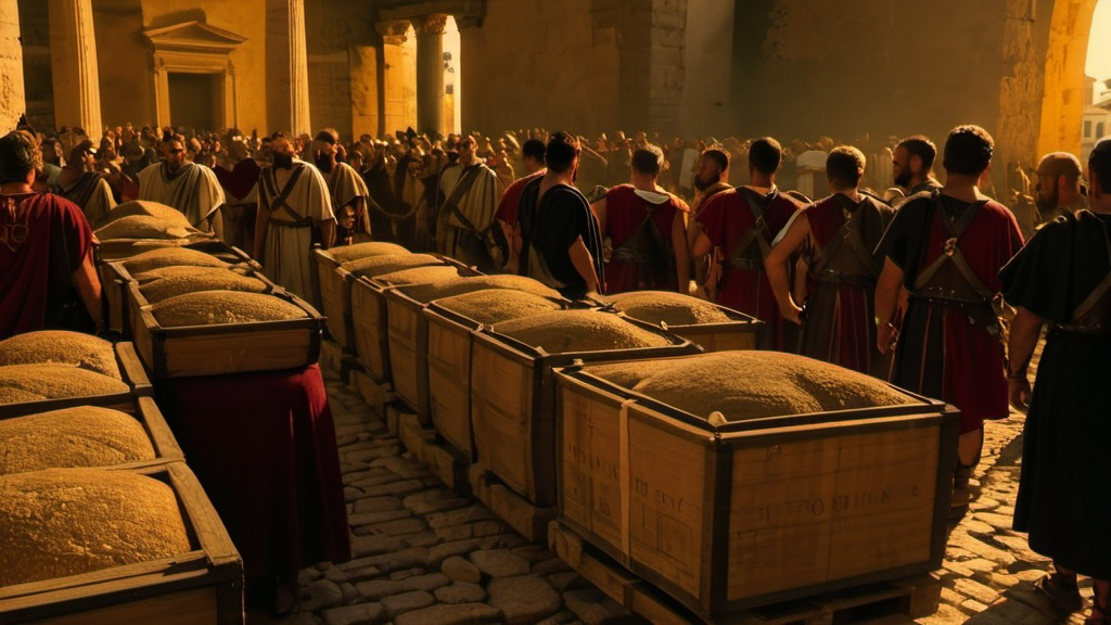 imported goods going through customs in ancient rome...